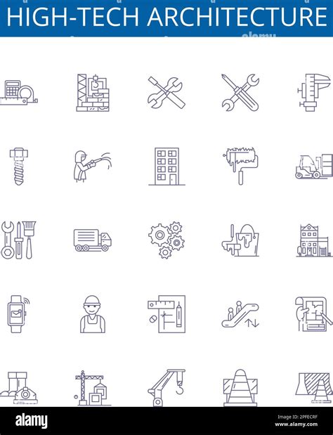 High Tech Architecture Line Icons Signs Set Design Collection Of High