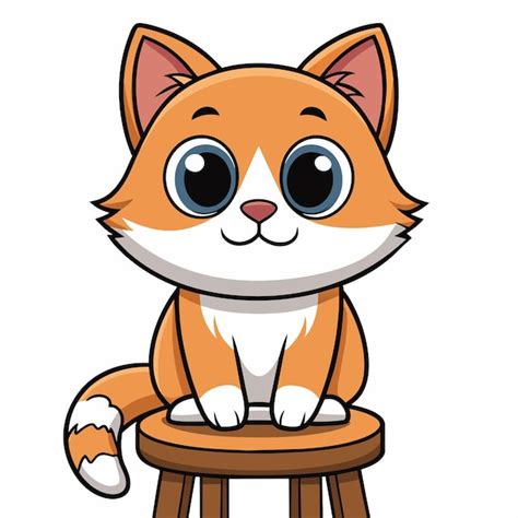 Un Gato De Dibujos Animados Se Sienta En Un Taburete Con Un Fondo