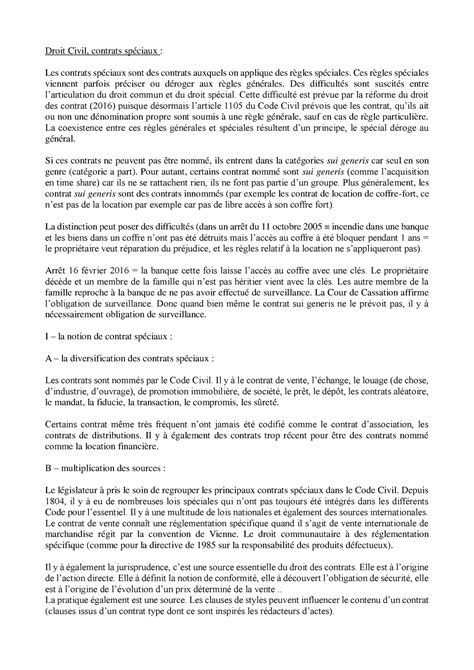 Contrat spéciaux Droit Civil contrats spéciaux Les contrats