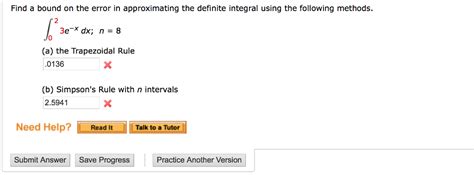 solved find a bound on the error in approximating the