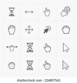 Pixel Cursors Icons Mouse Hand Arrow Stock Vector Royalty Free