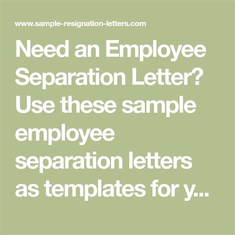 Employee Separation Letter Sample