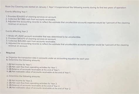 Solved Rosie Dry Cleaning Was Started On January Year Chegg