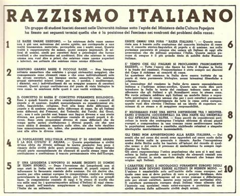 Il Manifesto Della Razza Ecco Il Testo Per Non Dimenticare 80 Anni