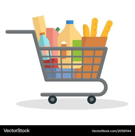 Shopping Trolley Full Of Food Royalty Free Vector Image