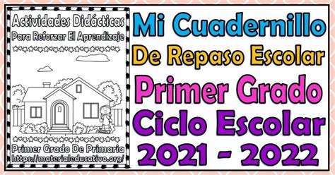 Mi Cuadernillo De Repaso Escolar Del Primer Grado De Primaria Del Ciclo