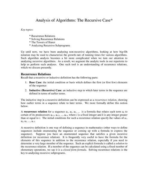 analysis of algorithms the recursive case analysis of algorithms the recursive case key