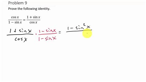 proving trigonometric identities example 9 youtube