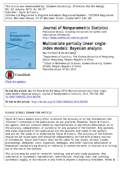 pdf multivariate partially linear single index models bayesian analysis