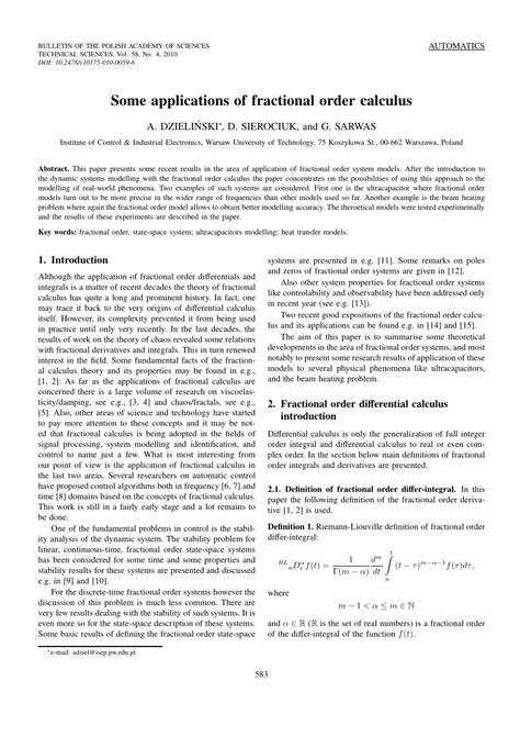 pdf some applications of fractional order calculus
