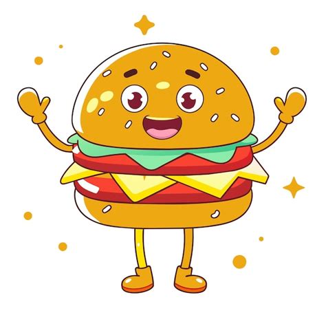 Illustration de dessin animé de hamburger Vecteur Premium
