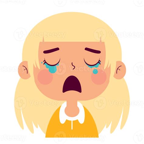 Girl Crying Face Cartoon Cute 16774651 PNG