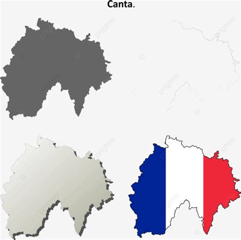 Cantalauvergne Outline Map Set Vector County Map Cantal Auvergne Vector