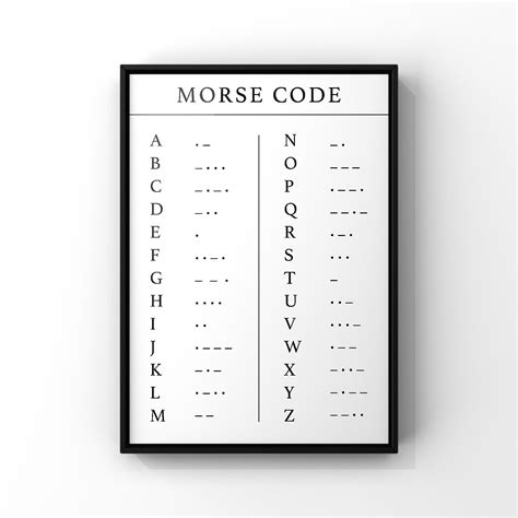 Morse Code Alphabet Chart Poster Print Sailing Signalling Code Wall Art Print Wall Art Print