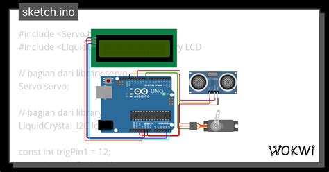 Skema Ultrasonik Servo Lcd Wokwi Esp32 Stm32 Arduino Simulator