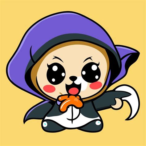Parca muerte fumeta cráneo halloween dibujado a mano dibujos animados