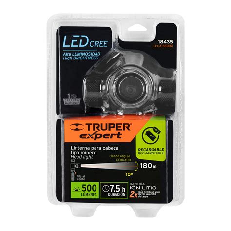 Ficha Tecnica Linterna De Minero LED 500 Lm Recargable TRUPER EXPERT