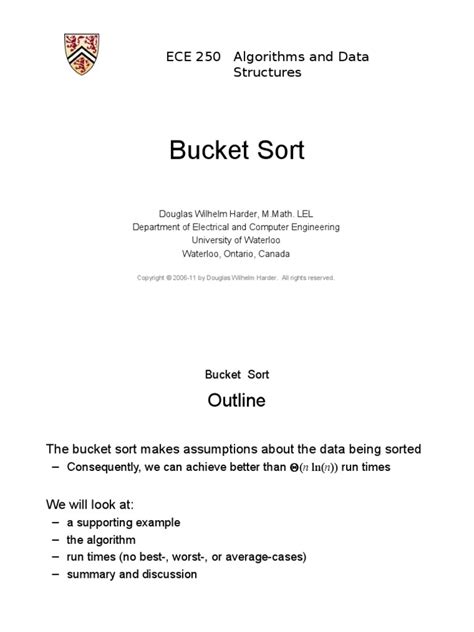 bucket sort ece 250 algorithms and data structures pdf array data structure mathematical