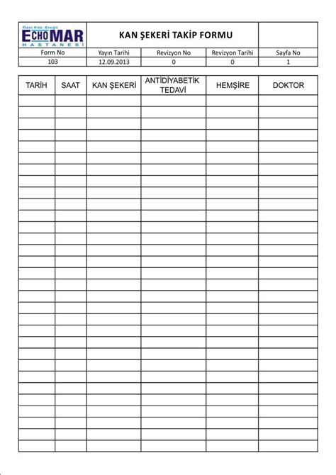 PDF KAN ŞEKERİ TAKİP FORMU eregliechomar Yayın Tarihi