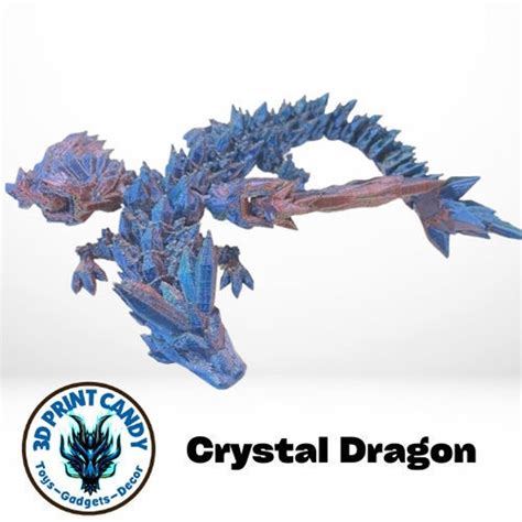 3D Printed Articulating Crystal Dragon Cinderwing3d Fidget Dragon Baby