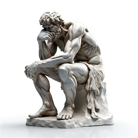 Ilustración de el pensador una escultura en 3d que representa a auguste