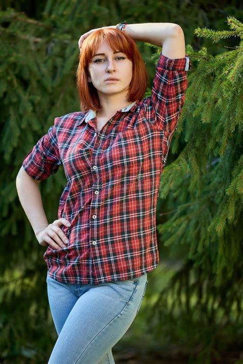 Close Up Portrait Of Sensual Redhead Outdoors Autumn S Warm Embrace Stock Image Image Of