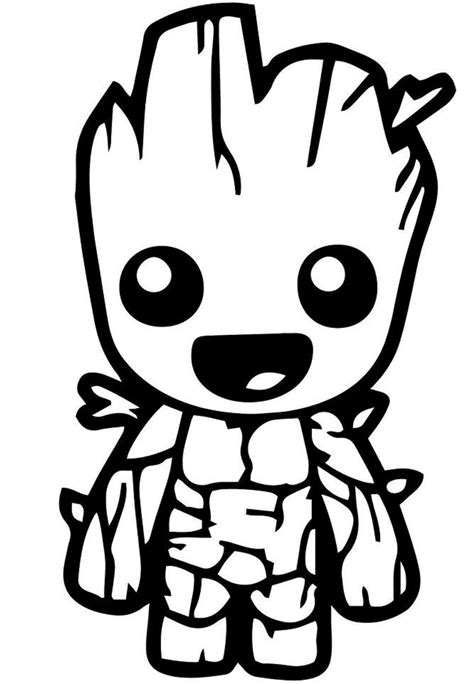 Dibujos De Kawaii Groot Sonriendo Para Colorear Para Colorear Pintar E