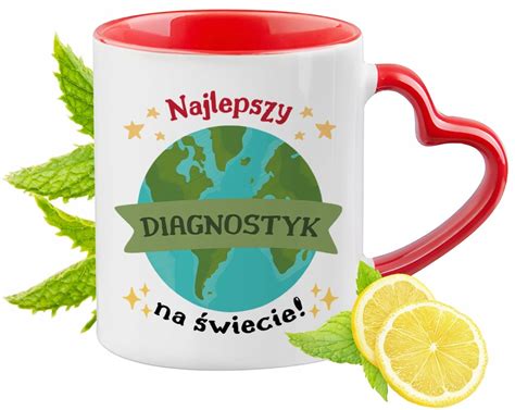 Kubek Czerwony z Uszkiem w Kształcie Serca Dla Diagnostyka na Prezent