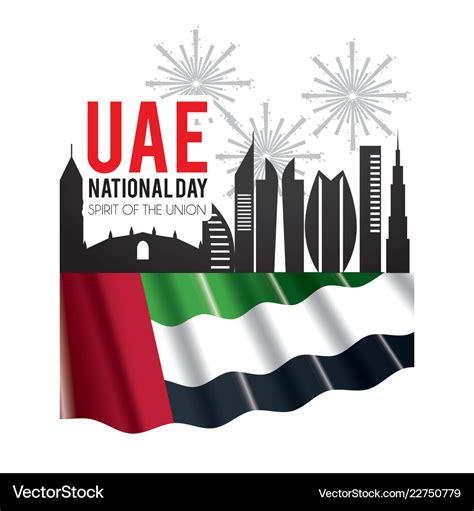 Uae Flag With Building To Celebrate National Day Vector Image