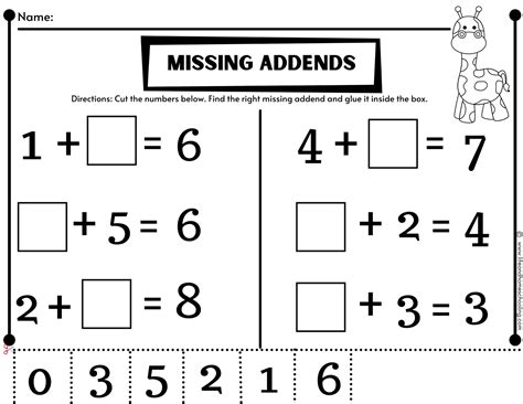 Find The Missing Addend Worksheetsr Worksheetscity