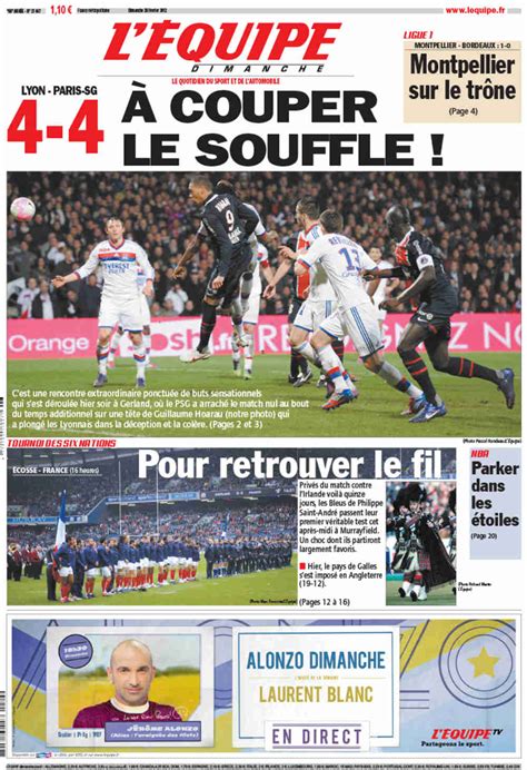 Une de L Équipe datée du 26 février 2012