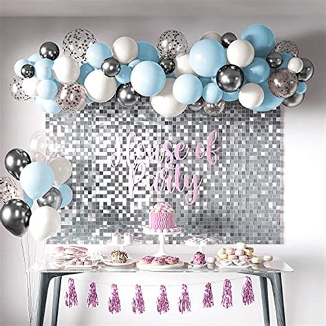 House Of Party Silver Shimmer Wall Backdrop Panels Square Sequin