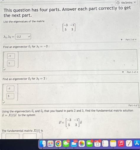 solved using the eigenvectors v1 and v2 that you found in