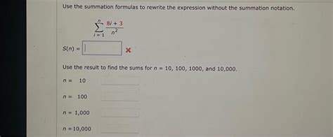 solved use the summation formulas to rewrite the expression