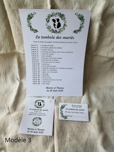 carte à gratter jeu de la tombola des mariés personnalisables 10