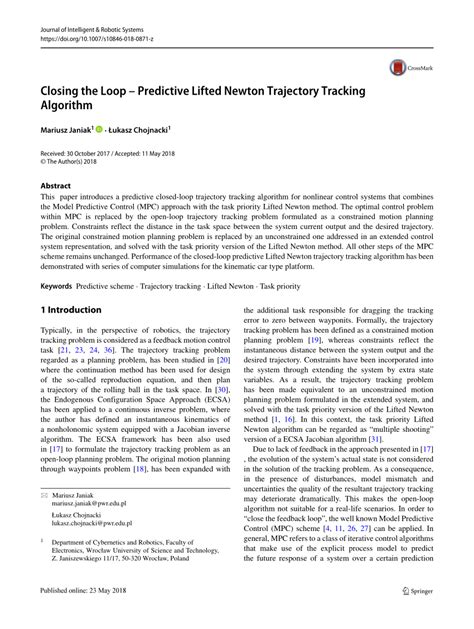 pdf closing the loop predictive lifted newton trajectory tracking algorithm