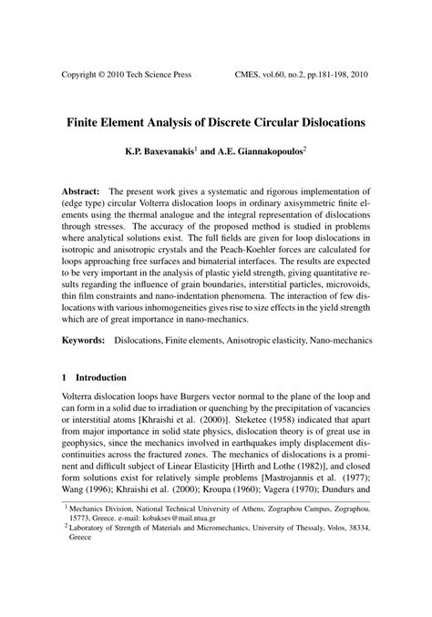 pdf finite element analysis of discrete circular dislocations