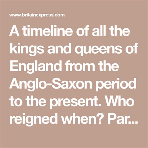 A Timeline Of All The Kings And Queens Of England From The Anglo Saxon