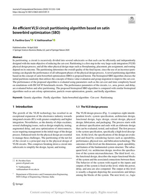 an efficient vlsi circuit partitioning algorithm based on satin bowerbird optimization sbo