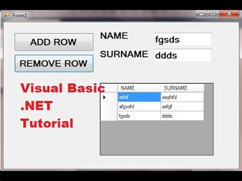 Learn Visual Basic Net Tutorial How To Use Datagridview Remove Rows