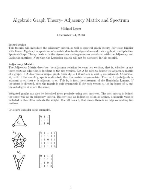 adjacency matrix pdf matrix mathematics eigenvalues and eigenvectors