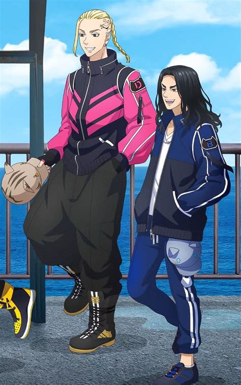 Two Anime Characters Standing Next To Each Other