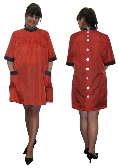 Blouse Nylon Kittel Kleid Schürze hinten geknöpft 50 52