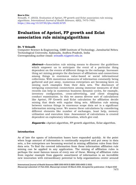 pdf evaluation of apriori fp growth and eclat association rule mining algorithms