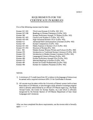 Fillable Online Hawaii Certificate Requirements University Of Hawaii