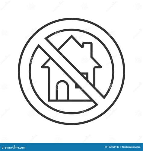 Signo Prohibido Con Icono Lineal De Casa Ilustración del Vector