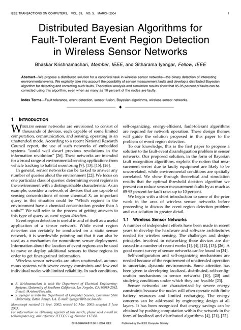 pdf distributed bayesian algorithms for fault tolerant event region detection in wireless