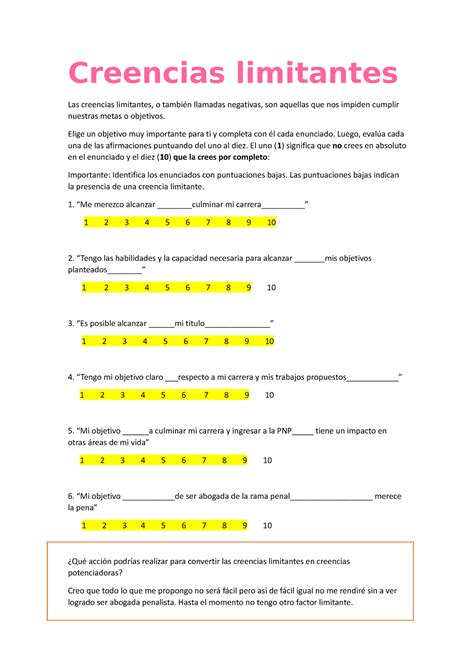Identificacion De Las Creencias Creencias Limitantes Las Creencias
