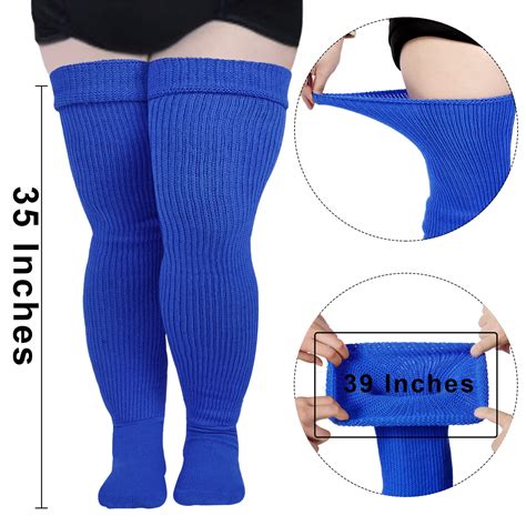 Womens Plus Size Thigh High Socks Sky Blue Moon Wood