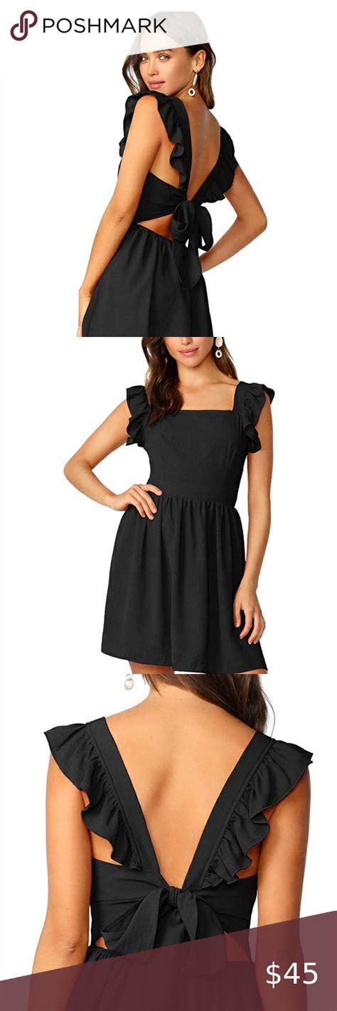 Elegant Bow Tie Backless Little Black Dress